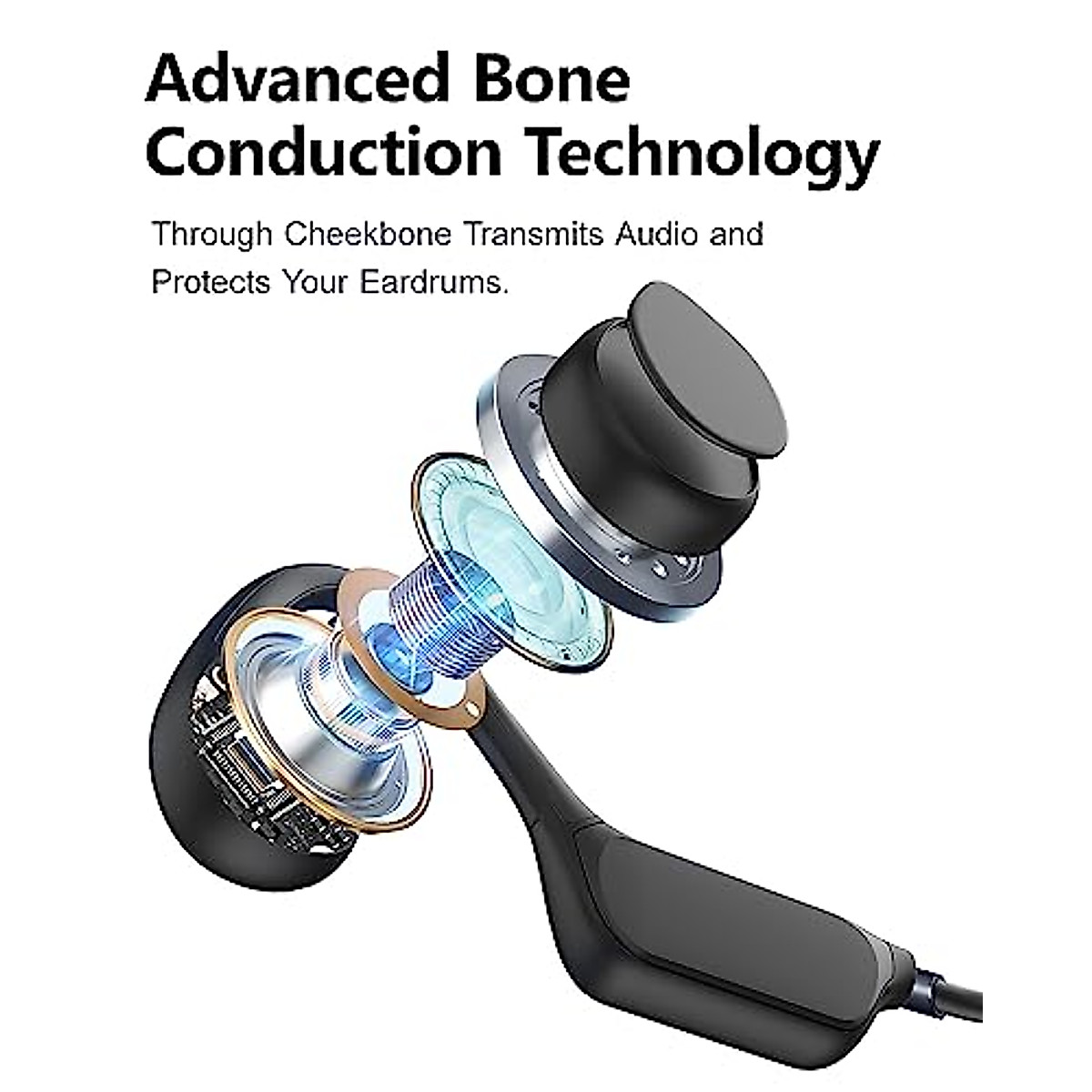 Bone Conduction Headphones Swimming, Built-in 32G Memory IP68 Waterproof Sports Headphones, Wireless Bluetooth 5.3 Open Ear Headphones with Earplug and Adjustment Straps for Swimming, Cycling, Running