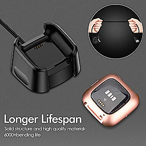 QIBOX Charger Compatible with Fitbit Versa 2 (Not for Versa/Versa Lite), 2-Pack Replacement USB Charging Cable Dock Stand for Versa 2 Health & Fitness Smartwatch, 3Ft Sturdy Power Cord