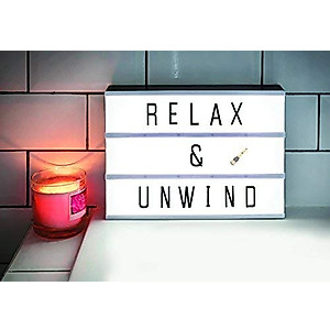 A4 Cinematic Light Box Sign - 105 Letters and Colour Emojis - USB or Battery Operated - USB Cable Included - Vintage Cinema LED Sign