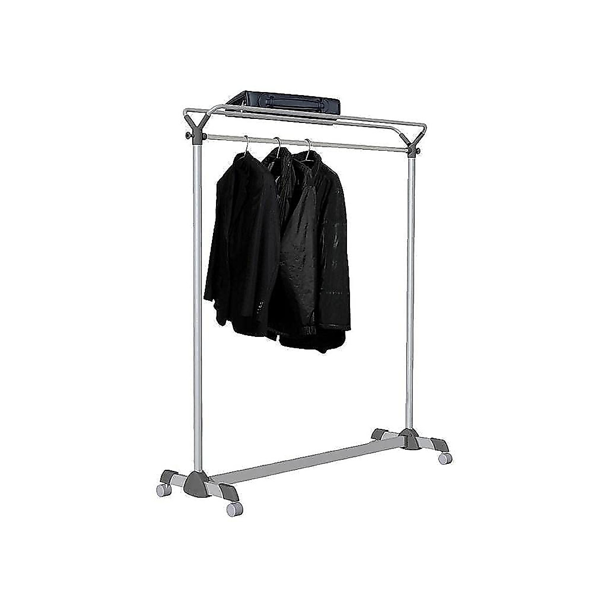 Alba Double-Sided High Capacity Mobile Garment Rack with 3 Metal and Plastic Hangers, Steel with Black Accents (PMGROUP3)