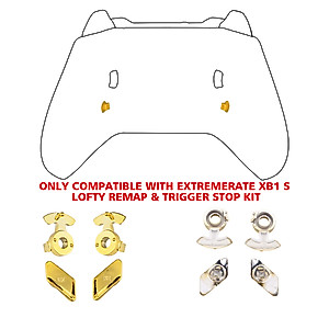 Chrome Gold Glossy Replacement Redesigned Back Buttons HK3 HK4 Trigger Lock K1 K2 Paddles for eXtremeRate Xbox One S X Controller Lofty Remap & Trigger Stop Kit