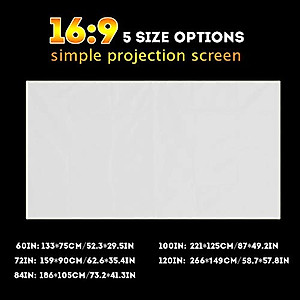 LLAMN 16:9 3D Wall Mounted Projection Screen 60/72/84/100/120 inch Projector Screen Fiber Canvas Curtain for Home Theater ( Size : 72 inch )