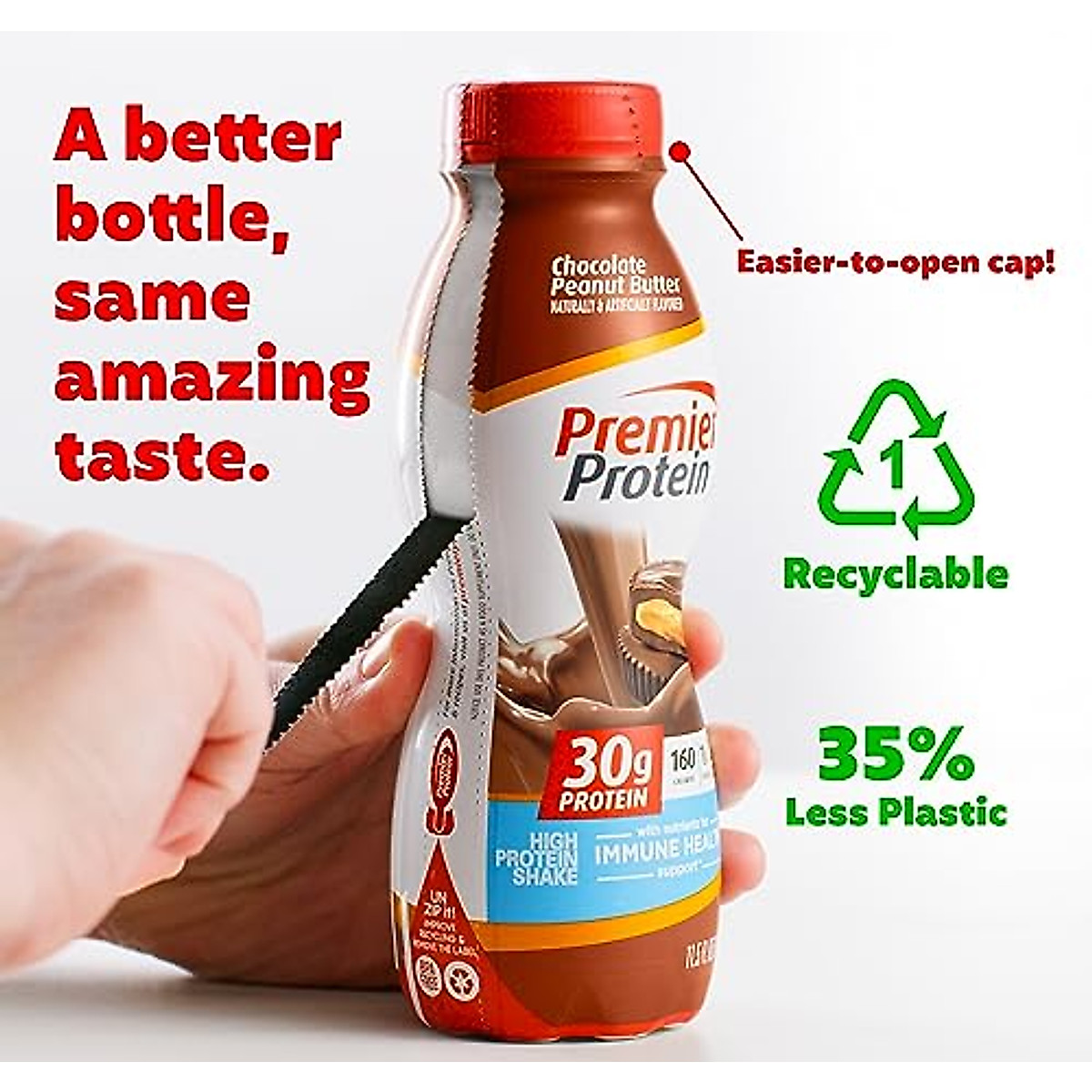 Premier Protein Shake, Chocolate Peanut Butter, 30g Protein, 1g Sugar, 24 Vitamins & Minerals, Nutrients to Support Immune Health, 11.5 Fl Oz, 12 Count