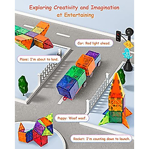 Magnetic Tiles, Magnet Tiles Kids Gift for Boys Girls Toddlers, 3D Magnetic Blocks Stacking Sets, 108PCS Magnetic Tiles for Kids Age 4-8 3-5, STEM Learning Preschool Educational Construction Toy