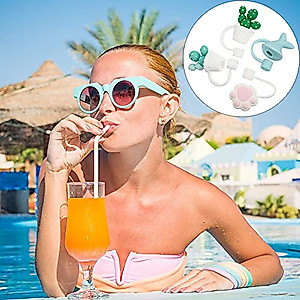 Healifty 4pcs Silicone Straw Tips Cover Reusable Drinking Straw Tips Lids Cute Straw Plugs for Straws