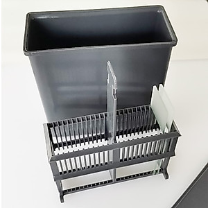 MUHWA 24 Places Microscope Slides Staining Rack and Jar, Gray