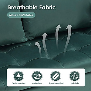 Farini Storage Space Modern Sofa Couch for Living Room (Green) Love Seats, Middle