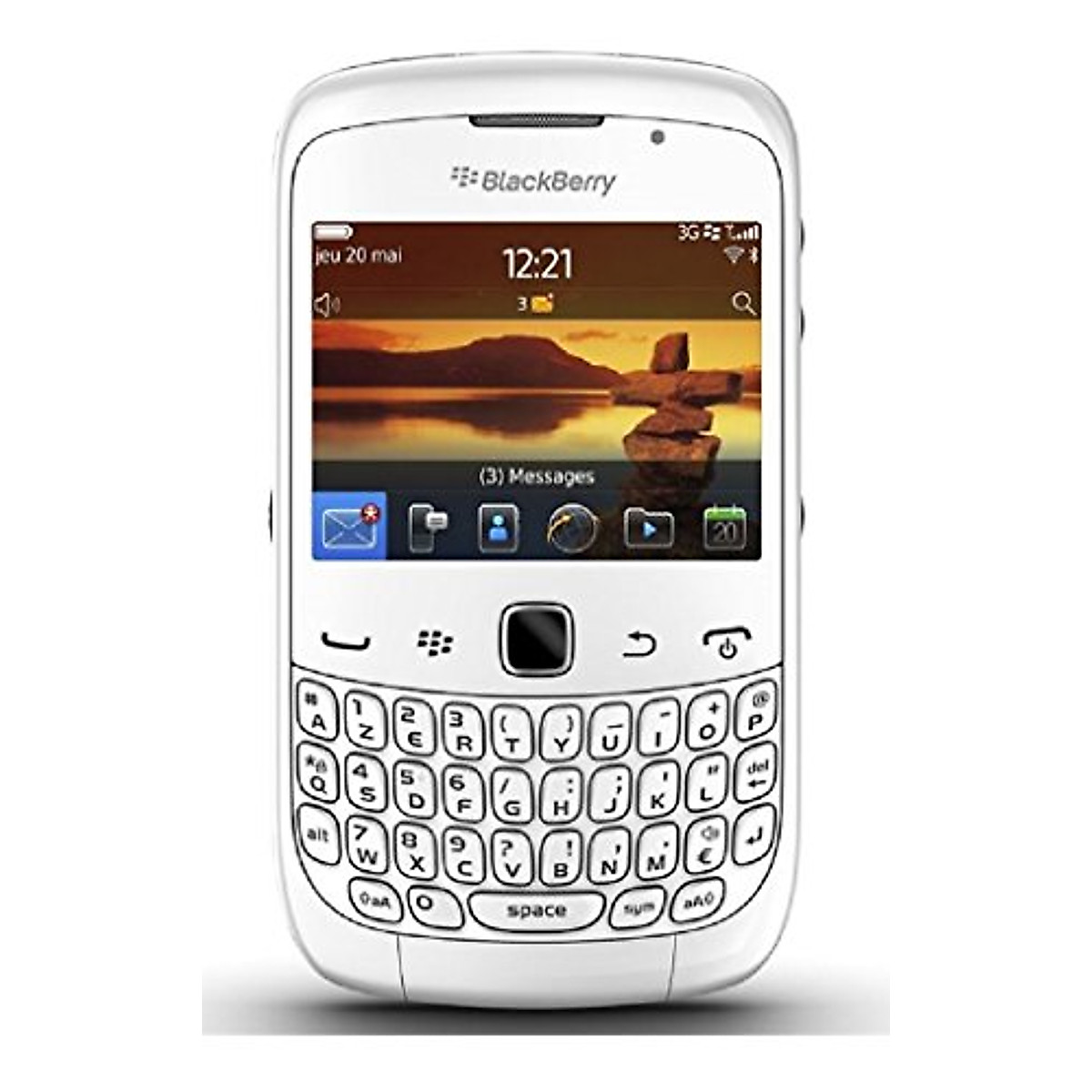 BlackBerry Curve 3G 9300 Unlocked GSM Phone with QWERTY Keyboard, Touch-Sensitive Optical Trackpad, 2MP Camera, Video, GPS, Wi-Fi, Bluetooth, MP3/MP4 Player and microSD Slot - White