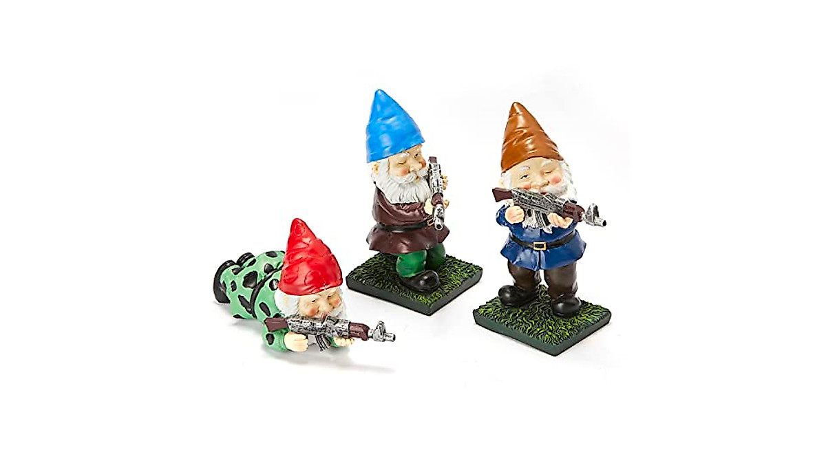 Military Soldier Garden Gnomes Set of 3 | Patriotic Yard & Garden Decor