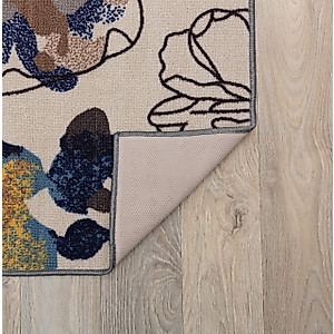 Rugshop Modern Bright Flowers Non-Slip (Non-Skid) Area Rug 5 X 7 (5' 3" X 7' 3") Cream
