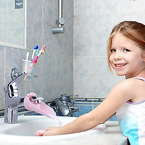 OIIKI Faucet Extenders for Toddler Kids Children Hand Washing, 4 Pack Silicone Sink Faucet Extender Wash Helper, Kitchen Bathroom Spout Sink Tub Extender Hand Wash Fun Kit