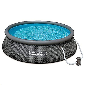 Summer Waves P10012361 Quick Set 12ft x 36in Outdoor Round Ring Inflatable Above Ground Swimming Pool with Filter Pump and Filter Cartridge, Gray
