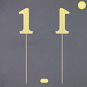 Gexolenu 10 PCS Gold Double-Sided 1st Birthday Centerpieces for Tables, Glitter Age ONE Cake Picks Decor, First Happy Birthday Party Decorations Baby Shower Anniversary Party Supplies