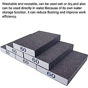 Tonmp 6 Pack 60 Grit Coarse Sanding Sponge, Washable and Reusable Great for Pot Brush Pan Brush Sponge Brush Glasses Sanding Wood Sanding Metal Sanding (60 Grit-6 Pack)