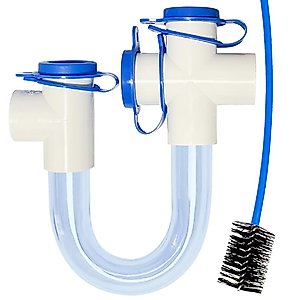 GAGALOR Condensate U Trap PVC Standard 3/4 Inch Connector Pipe Fitting with Cleaning Brush for HVAC Drain System