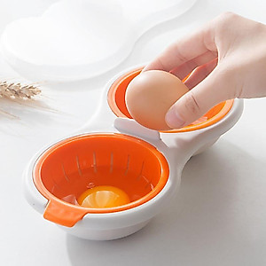 Microwave Egg Poacher, Egg Cooker Microwavable 2 Cavity Eggs Poacher Steamer Cookware Double Layer Microwave Boiled Eggs Maker for Egg McMuffin Hamburg Breakfast Sandwiches Easy to Cook