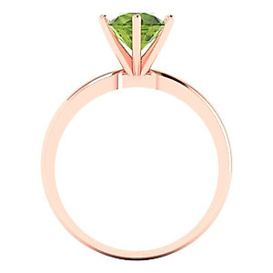 Clara Pucci 1.50 ct Round Cut Solitaire Natural Peridot Engagement Wedding Bridal Promise Anniversary Ring in 18K rose Gold Size 8.25