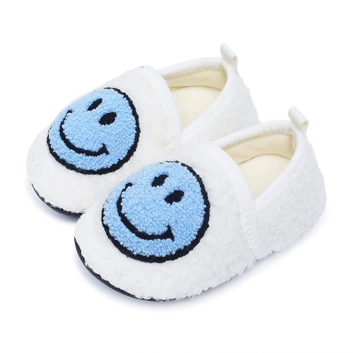 UCUHNB Slippers For Kids Indoor Smile Face Shoes Toddler Boys Girls House Slippers Lightweight Home Shoes Blue 6.5-7.5Toddler