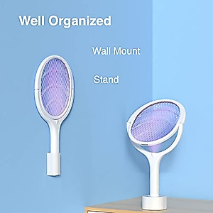 Anne Diary Electric Bug Zapper Racket Mosquito Fly Gnat Wasp Killer USB Type-C Rechargeable Electric Fly Swatter Racket Fly Mosquito Zapper Indoor Rotating Head (1 - Pack)