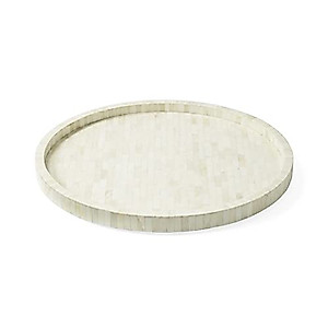 Handmade White Bone Inlay Round Tray | Decorative Serving Tray | Ideal Ottoman Tray | Christmas Gifts | Liquor Serving Tray for Home Décor Purpose - Fairdeal Handicrafts