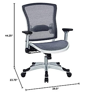 Space Seating 317 Series Executive Light Air Grid Office Chair with Breathable Mesh Back, Lumbar Support, 2-to-1 Synchro Tilt Control and Adjustable Tension, Platinum Finish