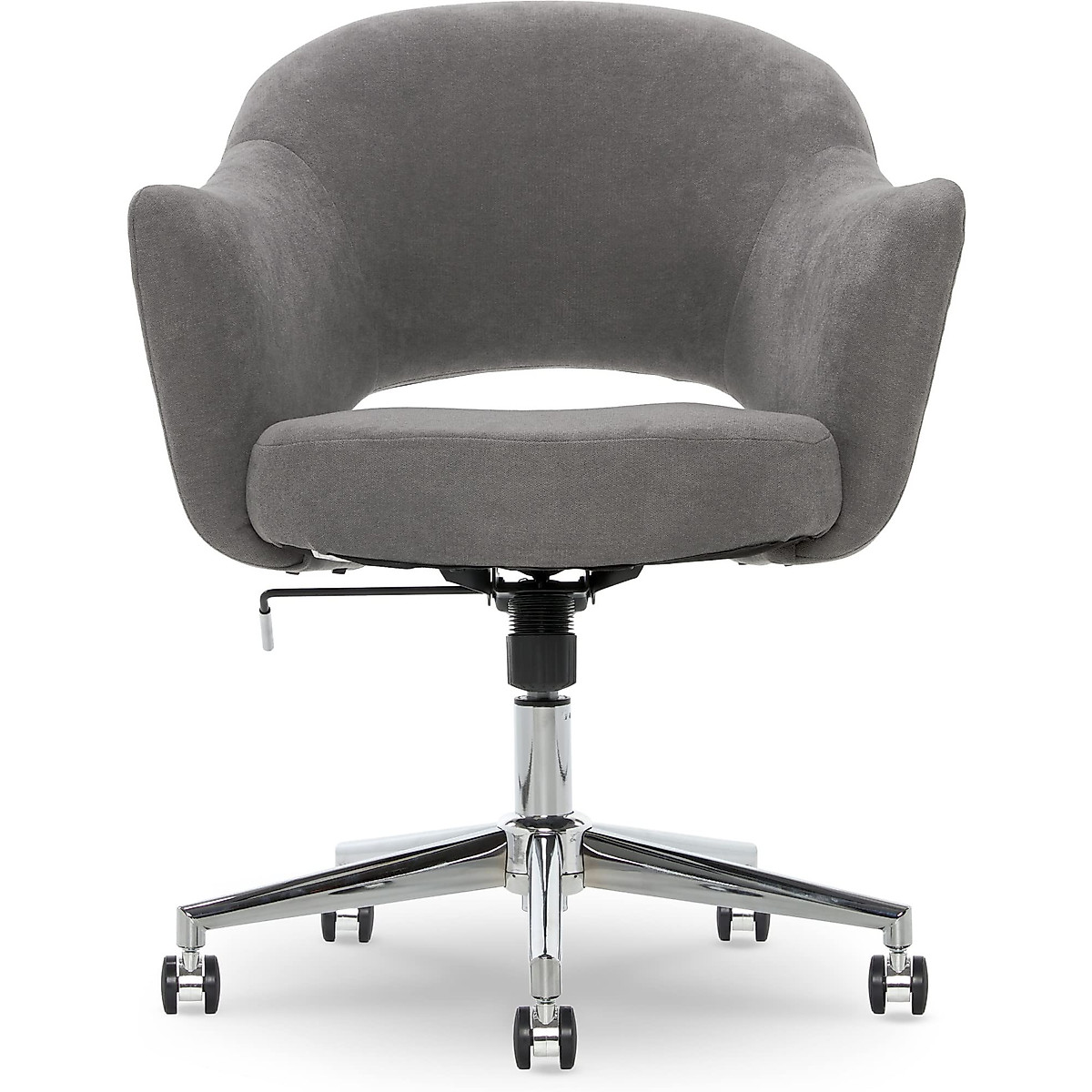 Serta Valetta Office Desk Memory Foam Padding, Midcentury Modern Style, Chrome-Finished Stainless-Steel Base, Home Chair, Gray