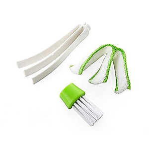 yueton Double Ended Mini Dust Blind Cleaner, Car Vent Brush, Window Blind Brush, Hand Held Magic Brush Blind Duster for House, Car, Office, White and Green