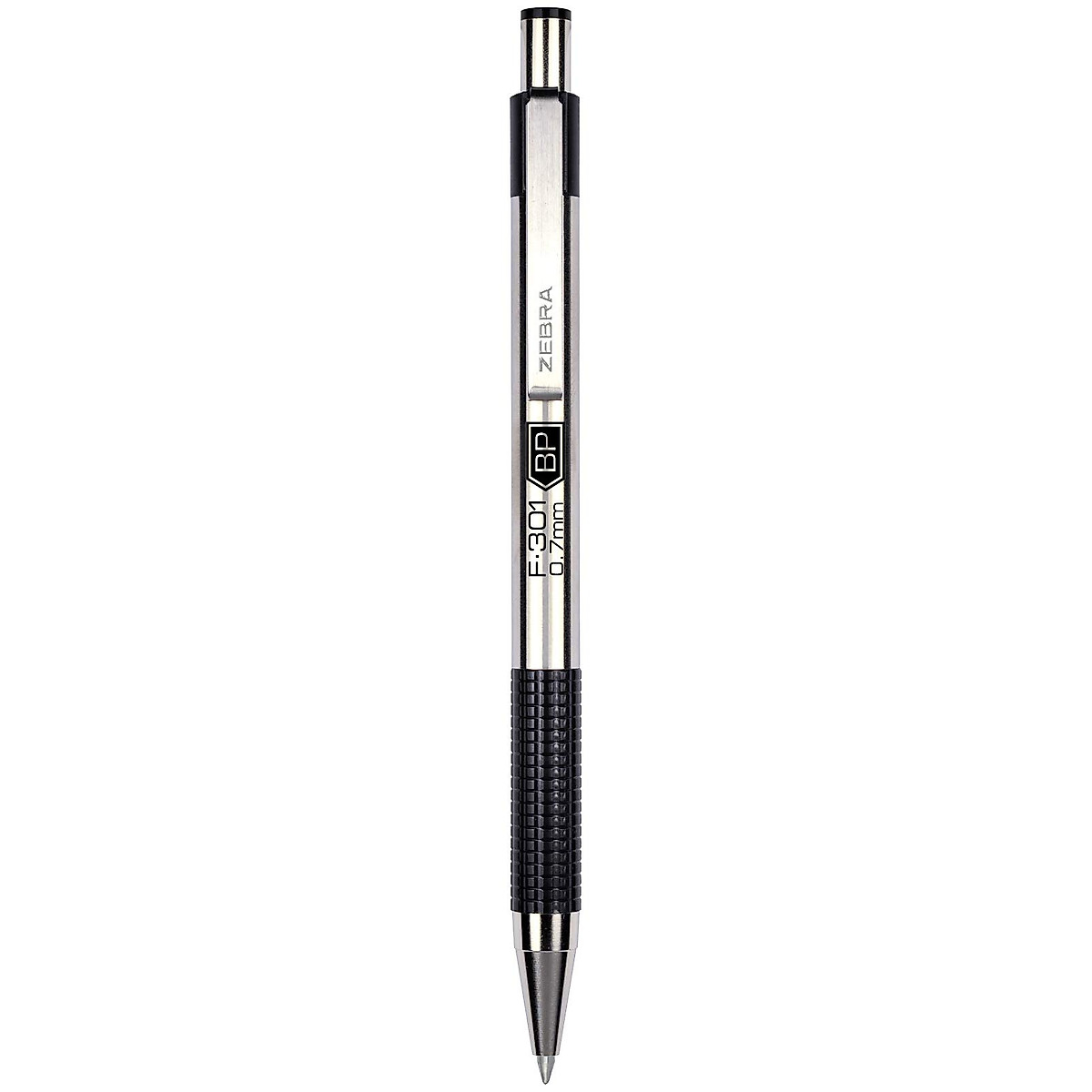 Zebra Pen F-301 Retractable Ballpoint Pen, Stainless Steel Barrel, Fine Point, 0.7mm, Black Ink, 4-Pack (Packaging May Vary)