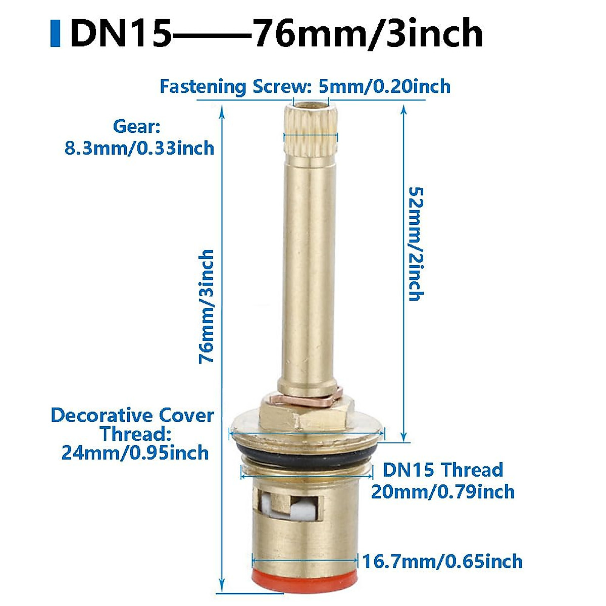 76mm/3inch DN15 Brass Ceramic Stem Ceramic Disc Cartridge Faucet Valve Cartridge Replacement Faucet Repair Replacement Parts for Bathroom Kitchen Tap Sink Faucet (Random color)