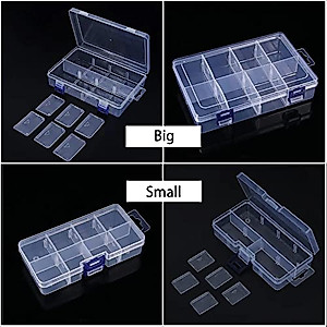 Aixubojch 5 Packs 8 Grids Clear Plastic Organizer with Adjustable Shelves,Jewelry, Craft DIY,Beads,Sewing,Hair Accessories,Thread,Fishing Tackle,Small Parts Compartment Storage Containers