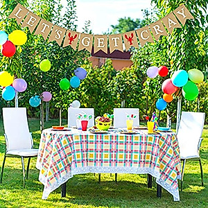 Pudodo Jute Burlap Crawfish Let's Get Cray Banner Rustic Summer Lobster Party Decoration