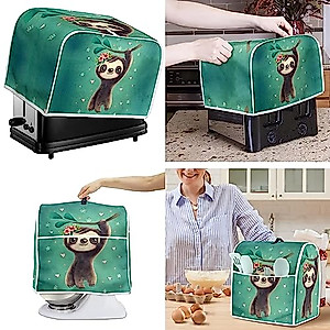 Gomyblomy Sloth Kitchen Aid Mixer + Toaster Cover Set, Stand Mixer Dust Cover with Handle & Pocket, 4 Slice Toaster Protector, Kitchen Decorations