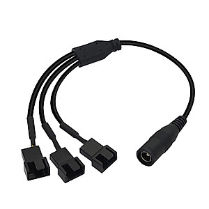 PNGKNYOCN 35cm 5.5x2.1mm DC Plug to 3 x 3 Pin or 4 Pin Computer PC Case Fan Power Splitter Adapter Cable