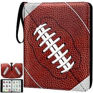 Elcoho 900 Pockets Football Card Binder for Trading Cards Holder with Sleeves Album Cards Holder Protectors with 3 D-Ring Album for Sports, Football Card Collection Storage