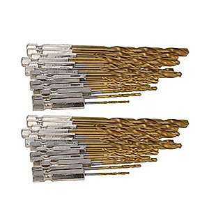 Utoolmart Hex Shank Drill Bit Set, 26pcs (13Pcs x 2Set) HSS Titanium Coated Impact Twist Drill Bits Set, 1/4" Hex Shank Screw Metric Tap Drill, for Wood, Steel, Metal, Plastic