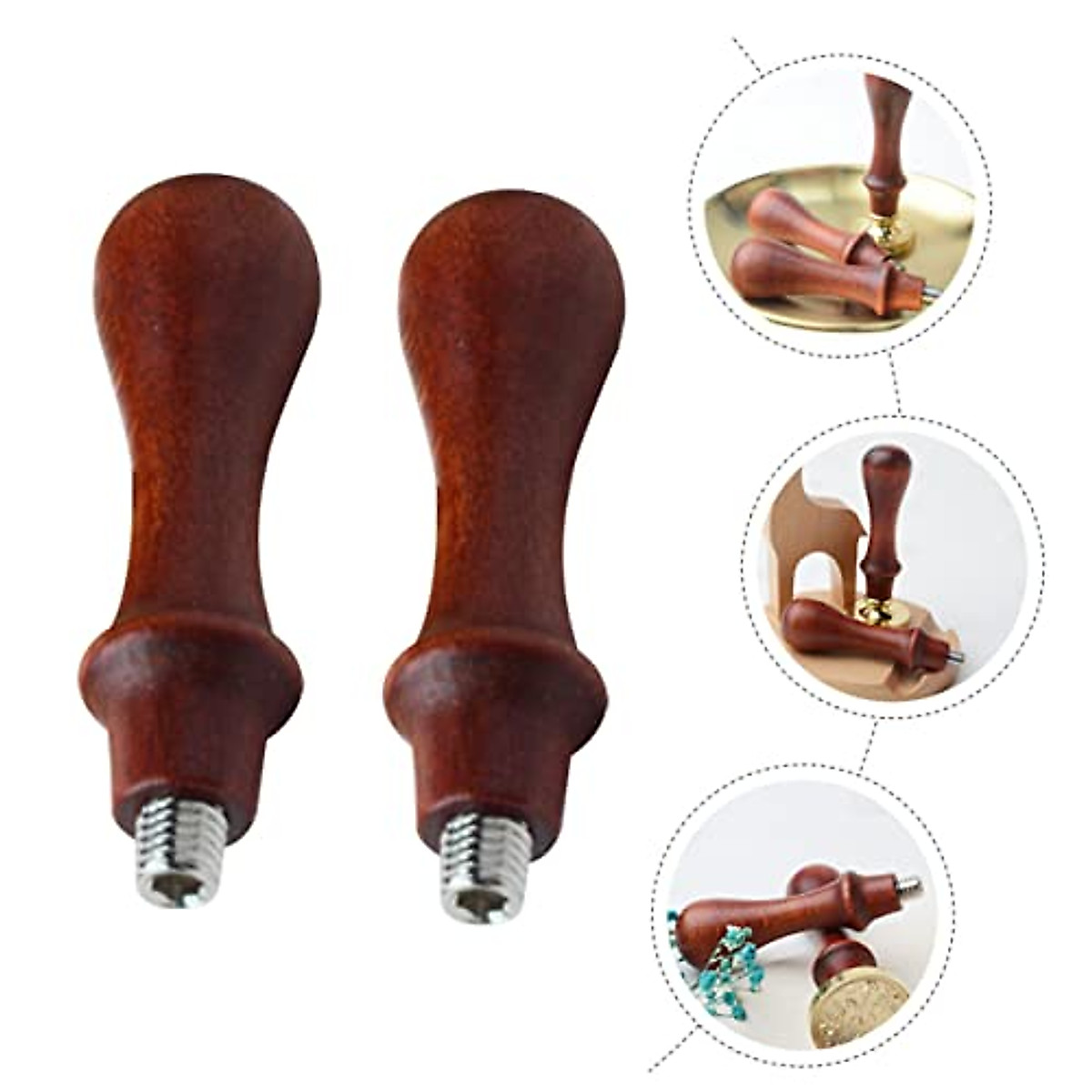 VILLCASE 3Pcs Wooden Handle Wedding invites Wooden Stamps Wedding Scrapbook Seal Stamp Head Replacement Wax Envelope Seal Handle Wax Stamp Replacement Heads Wedding Stamp Handle Beech die