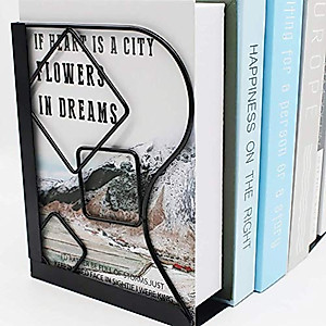 YIHUI Book Ends,Decorative Adjustable Book Ends for Shelves Heavy Books,Nonslip Book Stander for Desk, Shelf, Office, Stationery Kids Gift (Black)