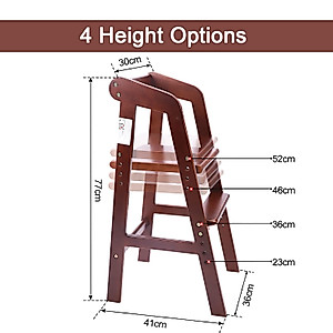 Yoleo Wooden High Chair for Toddlers to Teens, Adjustable Dining Feeding Chair with Steps Grows with Child, Max 60kg (Nut-Brown)