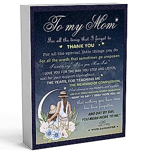 Inspirational Gifts for Women, Mom Gifts, Mother Birthday Gifts, Christmas Mothers Day Thank You Gifts for Mom from Daughter - You Mean More to Me Wooden Box 6 x 8 Inches