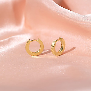 micuco Small Gold Hoop Earrings for Women 14K Gold Plated Huggie Hoop Earrings 8mm