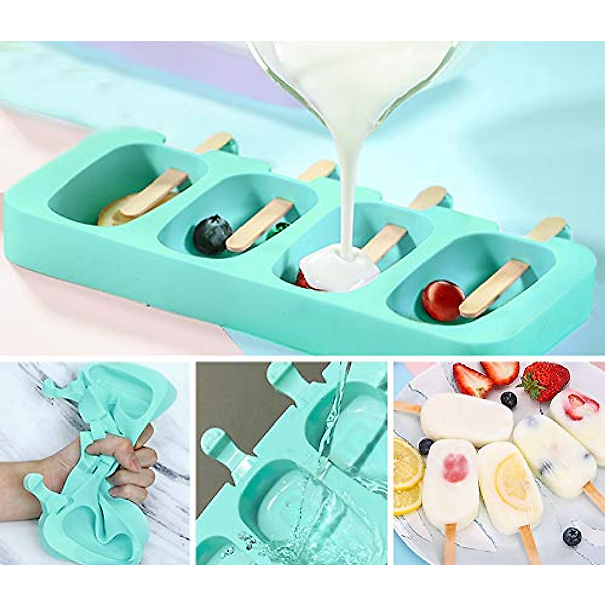 Popsicles Molds, Ozera 2 Pack Homemade Cake Pop Molds, Reusable Silicone Popcical Molds Maker Ice Pop Cream Molds Cakesicle Molds