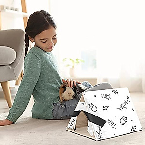 Y-DSIWX Guinea Pig House Bed, Rabbit Large Hideout, Small Animals Nest Hamster Cage Habitats Christmas Doodle