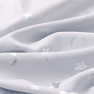 BGment Kids Curtains for Nursery, Star and Moon Room Darkening Curtains for Boys Girls Bedroom 63 Inch Long, Blackout Thermal Insulated Grommet Curtains, Greyish White, 2 Panels of 42 x 63 Inch