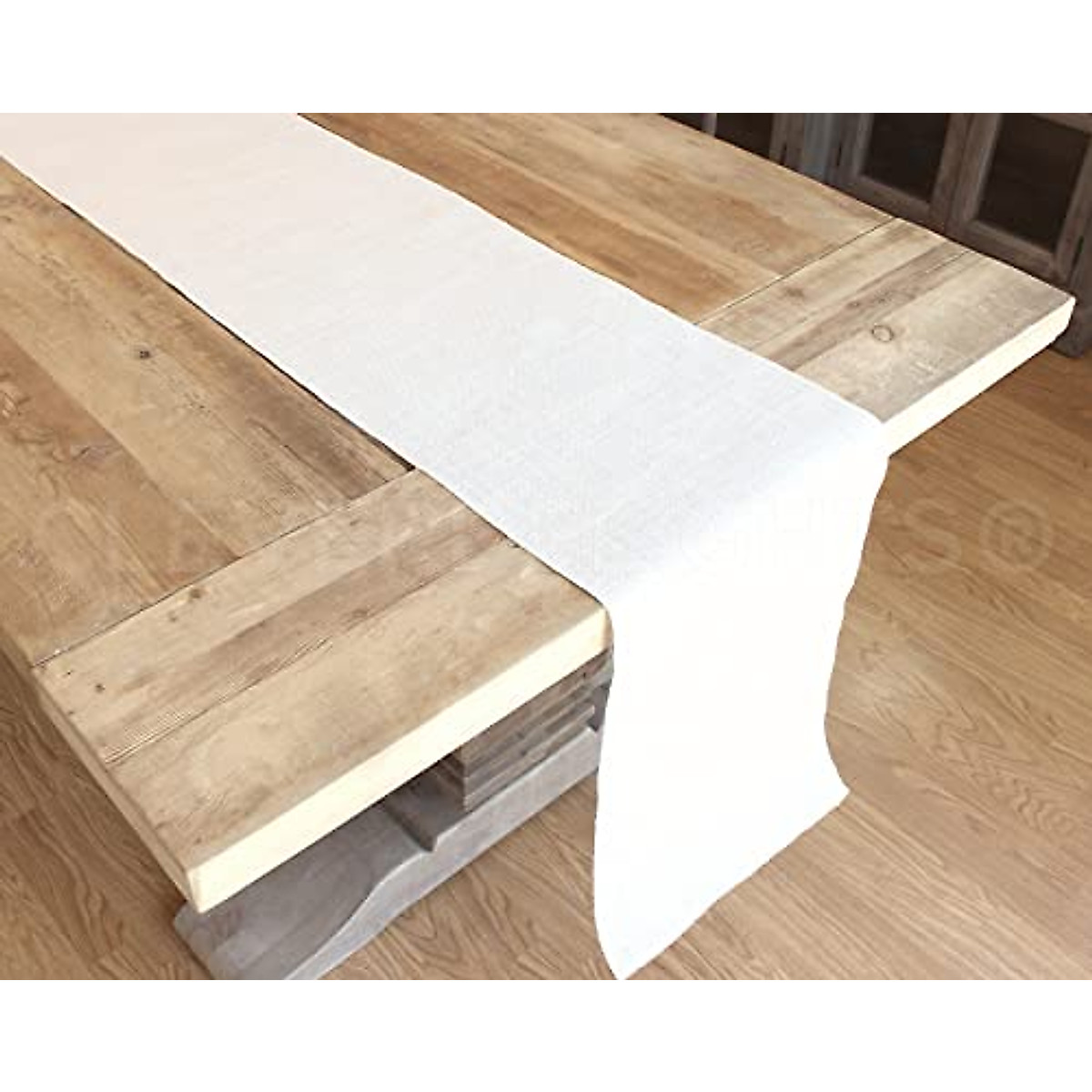 CleverDelights 14" Ivory Burlap Roll - Finished Edges - 10 Yards - Jute Burlap Fabric