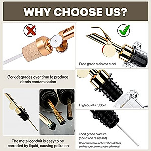 GAOHANG Olive Oil Dispenser Bottle for Kitchen, Coffee Syrup Dispenser, Glass Oil and Vinegar Dispenser Set for Cooking, Stainless Steel Weighted Pourer, Mouthwash Container, Farmhouse Kitchen Decor