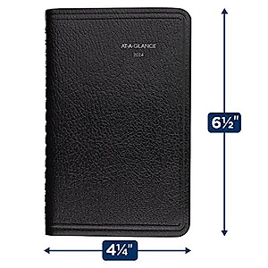 AT-A-GLANCE 2024 Weekly Planner, DayMinder, Hourly Appointment Book, 3-1/2 x 6", Pocket Size, Tabbed Telephone/Address Pages, Texture Cover, Black (G2500024)
