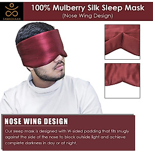 Samadhaan 100% Mulberry Silk Eye Mask for Sleeping - Sleep Face Mask for Side Sleepers Eye Mask for Men Women Adjustable Headband - Blackout Eye Mask for Sleeping - Flight Essentials (Maroon Masks)