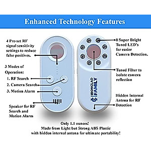 IronClad Family Bug and Hidden Camera Detectors - Motion Sensor,Anti Spy Detector with Infrared Viewfinders - Pocket Sized Hidden Camera Scanner Finder Gadget for Home Office Hotels & Bathrooms