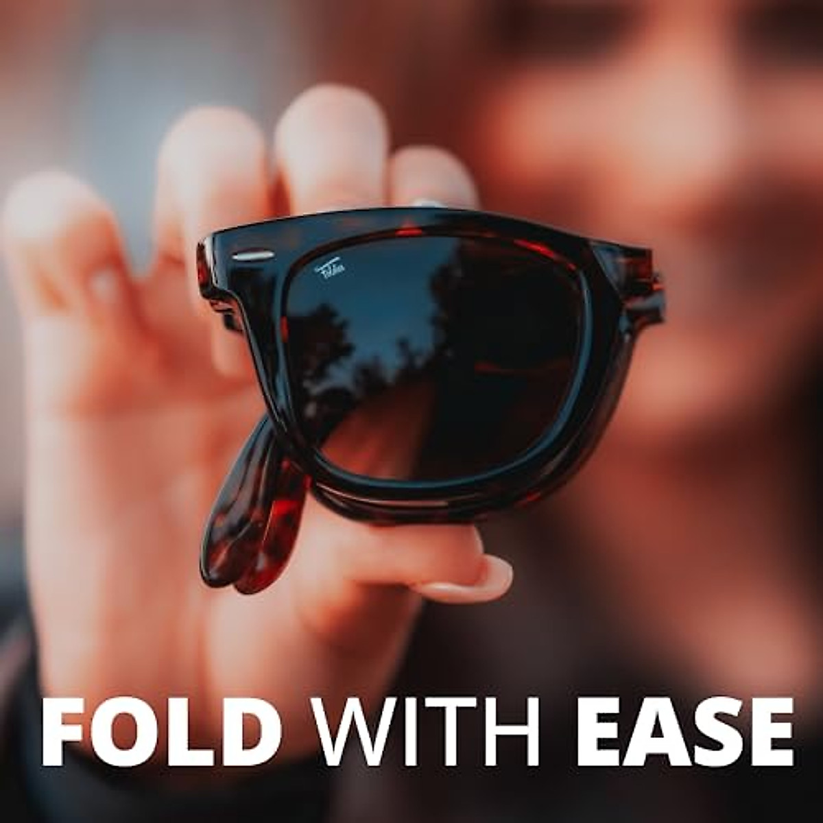 Foldies Classic Folding Sunglasses Polarized, UV400, UVA, UVB Protection for Men Women, Folding Sunglasses Leather Case