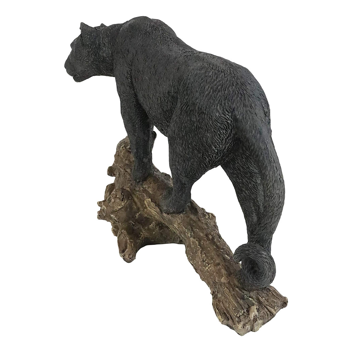 Ebros Gift Black Panther Cougar Climbing Weathered Tree Log Statue 10" Long Wildlife Black Jaguar Ghost Forest Hunter Sculpture Home Decorative Accent
